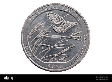 Tallgrass Prairie Kansas Commemorative Quarter Coin Isolated On White