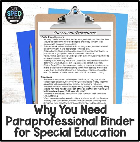 Why You Need A Paraprofessional Binder For Special Education Full