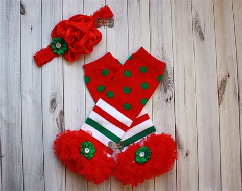Christmas Leg Warmers Set Ruffled Leg Warmersred And White