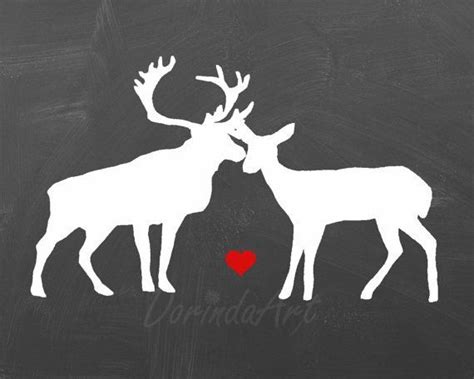 Buck And Doe Kissing Silhouette