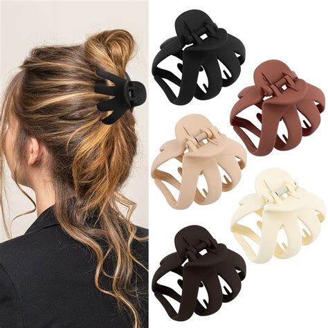 Atoden 5 Pcs Octopus Hair Clips Matte Hair Clips Octopus Hair Claw 315 Large Hair Claw Clips