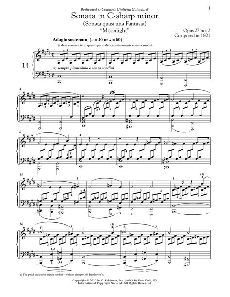 Ludwig Van Beethoven Piano Sonata No 14 In C Sharp Minor Op 27 No