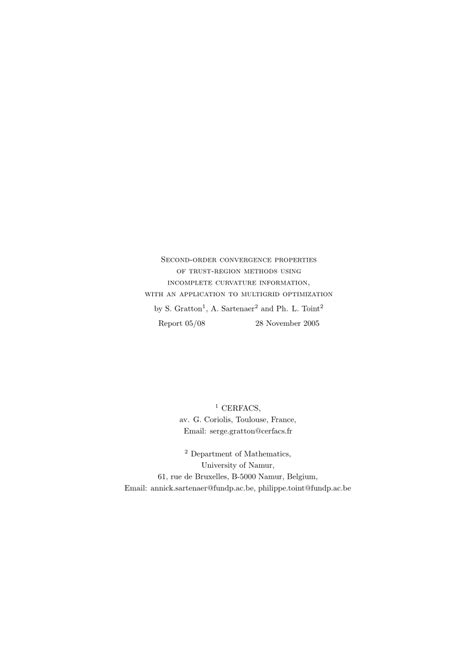 Pdf Second Order Convergence Properties Of Trust Region Methods Using Incomplete Curvature
