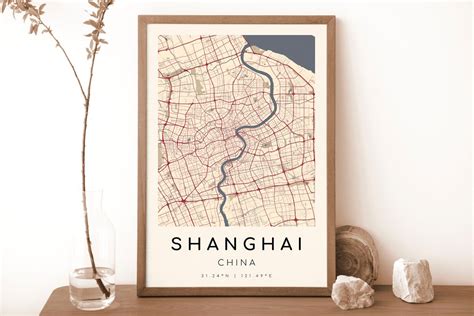 Shanghai China Map Print Map Of Shanghai Digital Wall Art