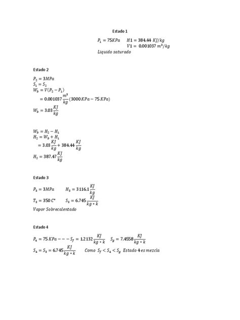 Ejercicio Ciclo De Rankine Pdf