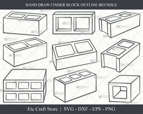 Cinder Block Svg Cinder Block Outline Building Blocks Svg Etsy Canada