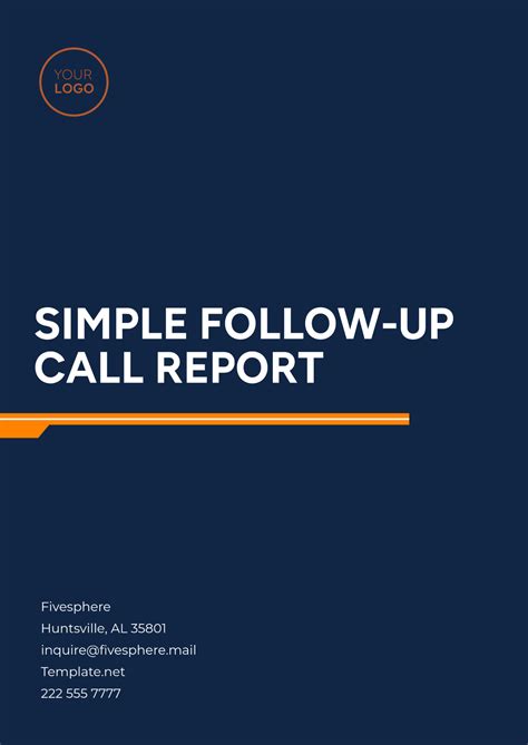Free Simple Follow Up Call Report Template To Edit Online