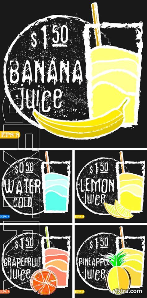 Stock Vectors Fresh Juice Vector Collection Drinks Menu Gfxtra
