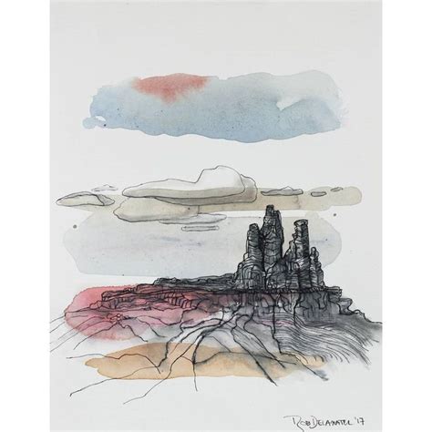 Rob Delamater Chimney Rock Ghost Ranch Desert Landscape In Gouache