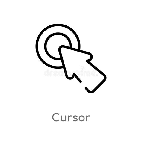 Outline Cursor Vector Icon Isolated Black Simple Line Element Illustration From User Interface