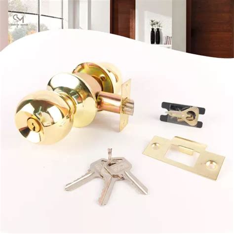Chapa Cerradura De Bola Para Recamara Baño Llave Dorada Color Dorado