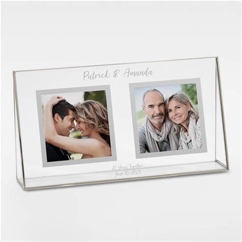 Engraved Anniversary Double Photo Glass Frame