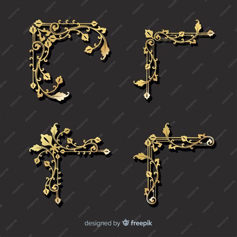 황금 테두리 장식 세트 무료 벡터