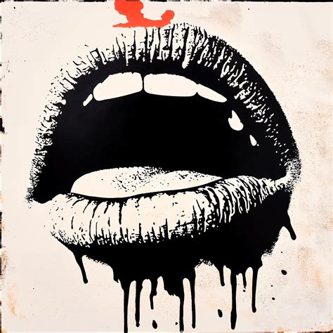 Grunge Lips Stencil Underground And Artistic Style