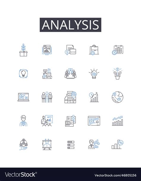 Analysis Line Icons Collection Evaluation Vector Image