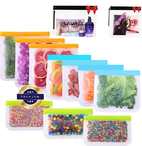 Laurel Reusable Freezer Silicone Food Storage Bags 10 Pack2 T Peva Silicone