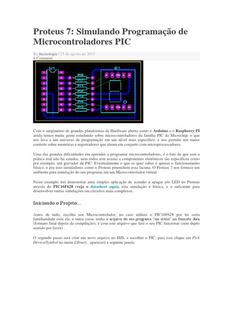 Simulando Programação De Microcontroladores Pic No Proteus 7 Pdf Microcontrolador Arduino