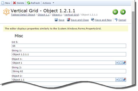 Vertical Grid Property Editor