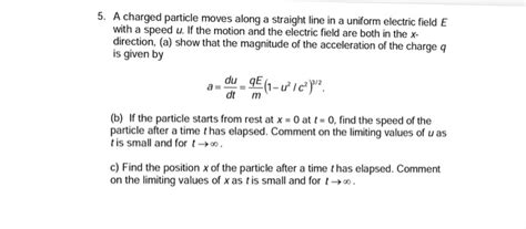 solved a charged particle moves along a straight line in a