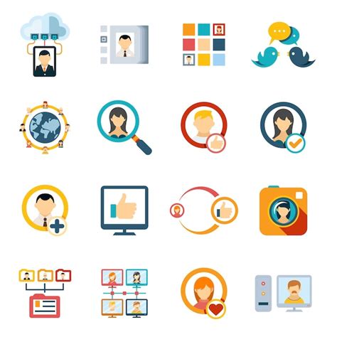 모듬 된 컬러 평면 특수 미디어 아이콘 흰색 배경에 고립 무료 벡터