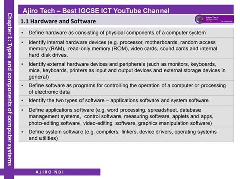 Igcse Ict Types And Components Of Computer Systems Hardware And Software Ajiro Tech Part