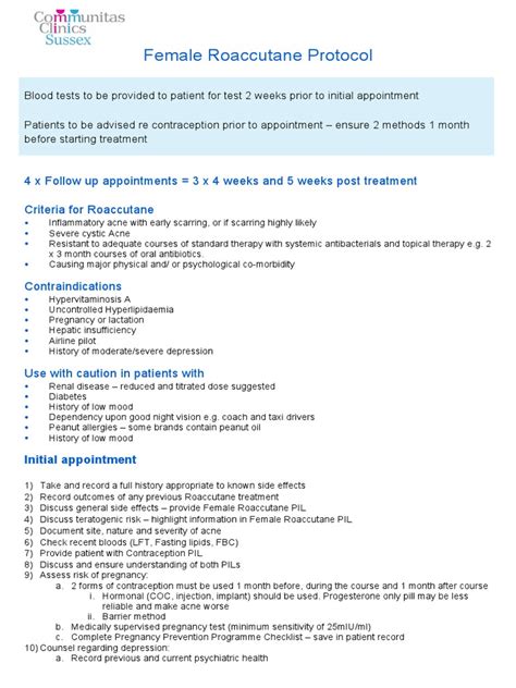 Roaccutane Prescribing Protocol Female Pdf Birth Control Health Sciences