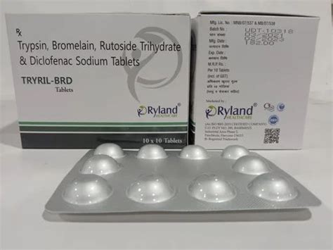 Trypsin 48 Mgbromelain 90 Mgrutoside 100 Mgdiclofenac Sodium 50 Mg