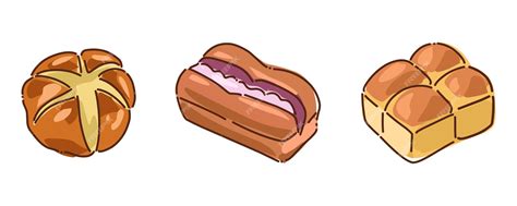 Panes De Panadería Dibujos Animados Dibujados A Mano Vector Premium