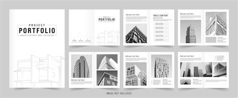 건축 또는 인테리어 포트폴리오 템플릿 디자인 프리미엄 벡터