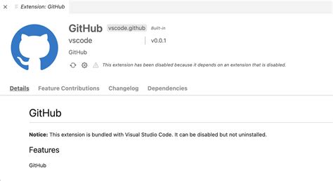 Feature Description Missing For The Built In Github Extension · Issue