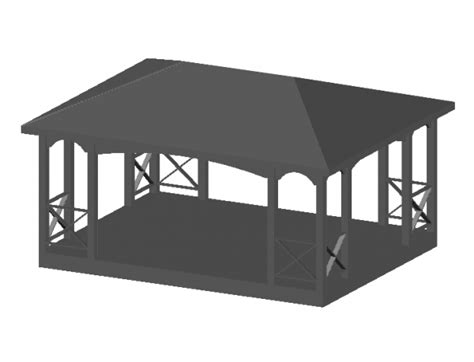 Landscape Gazebo Design Simple Look Autocad 3d Model Dwg Thousands Of Free Cad Blocks