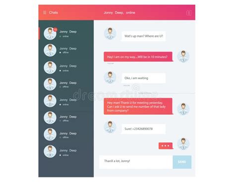 Vector Chat Interface In Blue Color Sms Messages Speech Bubbles Short Message Service Bubbles