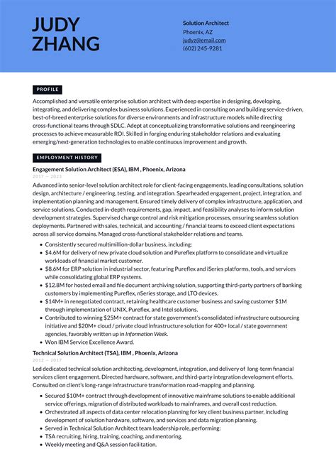 Solution Architect Resume Example Writing Guide