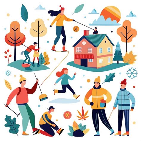 Winter Activities People Enjoying Snow And Cold Weather Premium Ai