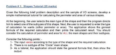 Solved Problem Shapes Tutorial Marks Given The Chegg