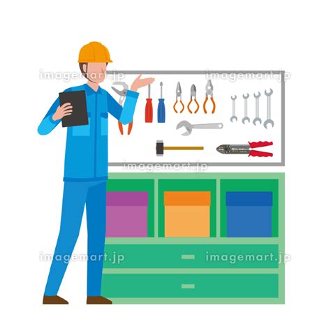 整理整頓を行う作業員のイラスト素材 216002975 イメージマート
