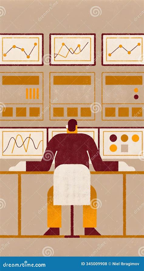 Data Analyst Monitoring Multiple Screens With Analytics And Graphs In Modern Workspace Stock