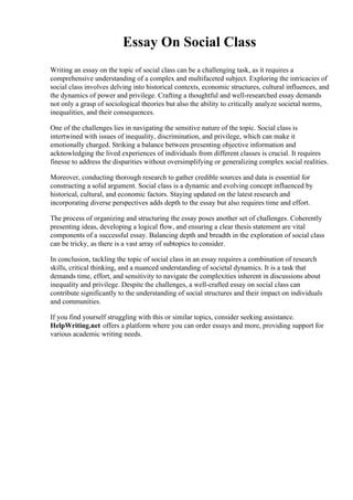 Essay On Social Class Pdf