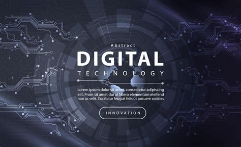 Digital Technology Banner Black White Background Concept Dark Technology Light Effect Abstract
