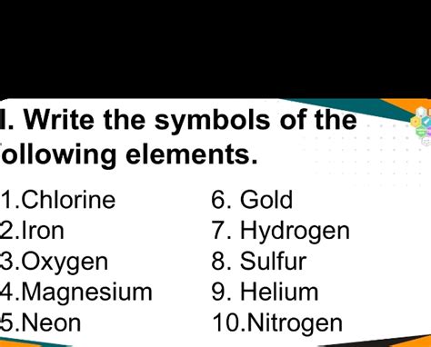 I Write The Symbols Of The Ollowing Elements StudyX