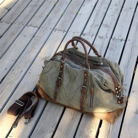 Large Waxed Canvas Weekender Duffle Bag Travel Mens Woosir