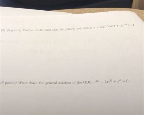 Solved Points Find An ODE Such That Its General Chegg
