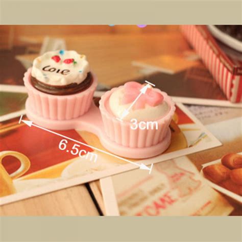 Badu Bg Калъф за контактни лещи с форма на торта с крем за торта Преносим мини калъф за