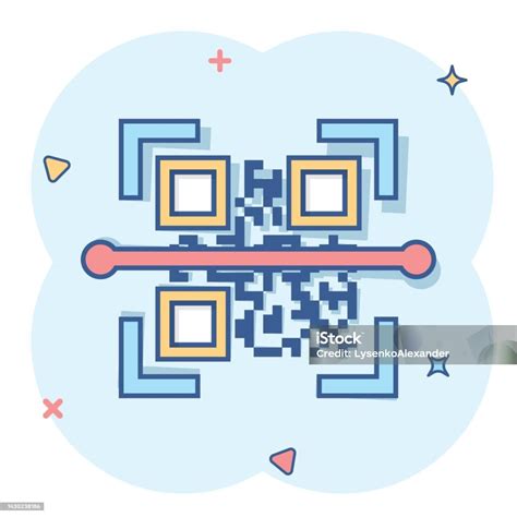 Qr Code Scan Icon In Comic Style Scanner Id Vector Cartoon Illustration