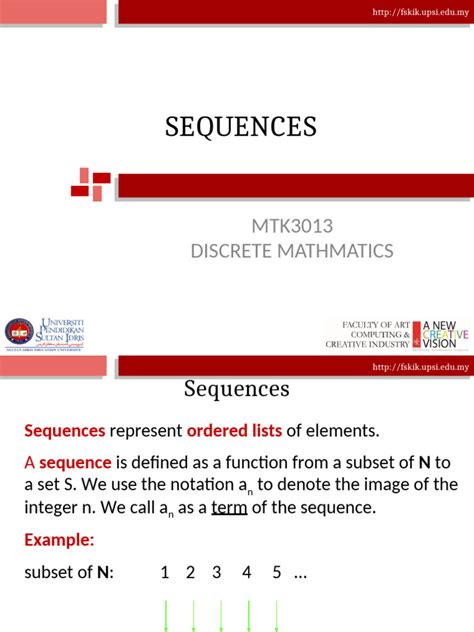 Mtk3013 Chapter2 4 Sequences And Sums A221 Pdf Sequence Summation
