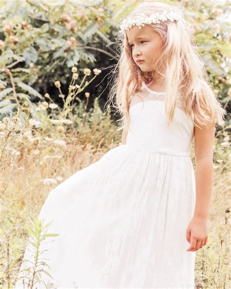 Ava Lace Boho Rustic Vintage Flower Girl Dress D Liles Collection Ltd Flower Girl Dresses