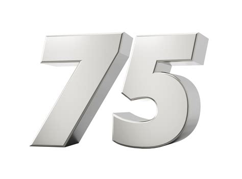 Silver 3d Numbers 75 Seventy Five 3d Illustration 45389578 PNG
