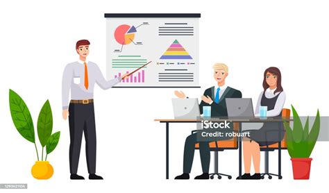 사업가는 통계 보고서를 발표합니다 비즈니스 개념 분석 및 계획 개념에 대한 스톡 벡터 아트 및 기타 이미지 개념 개발 개선 Istock