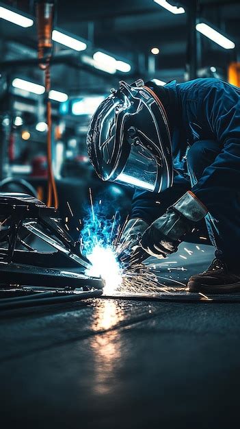 Welder Working On Race Car Chassis With Precision Premium Ai