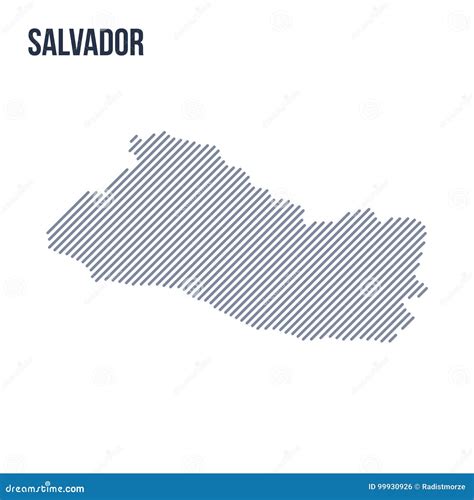 Vector Abstract Hatched Map Of Salvador With Oblique Lines Isolated On A White Background Stock
